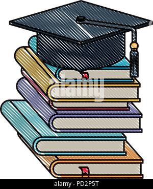 pile text books with hat graduation vector illustration design Stock ...