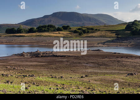 Llyn Celyn reservoir in drought conditions, Wales Stock Photo - Alamy