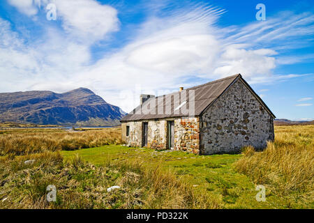 Old traditional hut in remote moorland location, Sutherland, Scottish ...