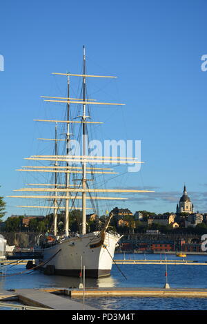 The famous hostel boat Af Chapman near Skeppsholmen island, in spring ...