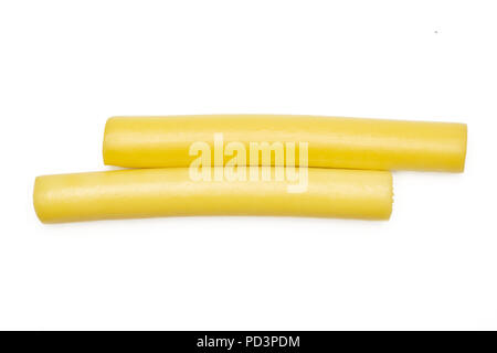 Group of two whole smoked slovak string cheese stick flatlay isolated ...
