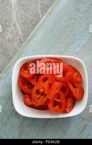 prepared sliced red chillies Stock Photo - Alamy