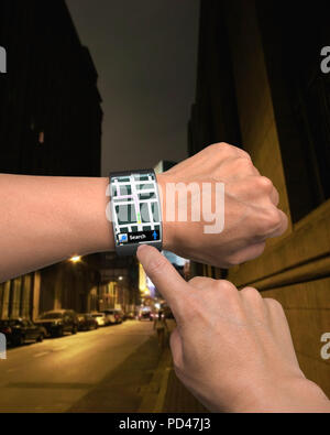 Wrist Watch With Mobile GPS Map. Connected Smartwatch Stock Photo - Alamy