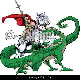 Saint George Slaying the Dragon Line Art Stock Vector Image & Art - Alamy