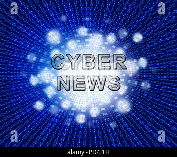 Cyber News Breaking Digital Headlines 3d Illustration Shows Internet ...
