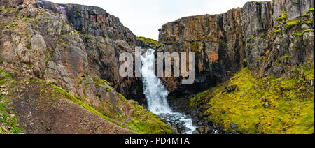 Wonderful and high waterfall Fardagafoss near Egilsstadir on Eastern ...