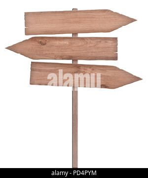 Wooden Signpost with Three Arrows Isolated on White Background Stock ...