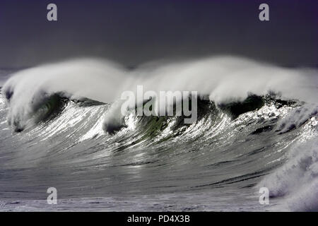 Detailed view of a beautiful crashing green big wave Stock Photo - Alamy