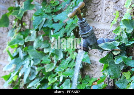 A running an outdoor garden tap Stock Photo - Alamy