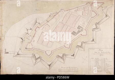 The floor plan of Cochin Fort, a historic site in India, provides a ...