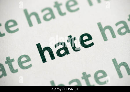 the word hate printed on to texture paper Stock Photo - Alamy