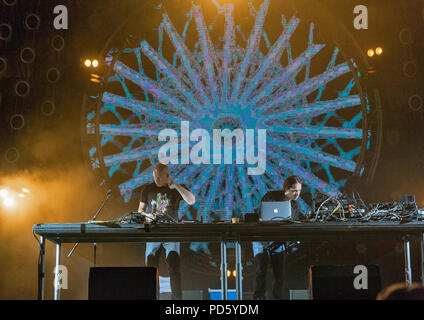 KIEV, UKRAINE - JULY 08, 2018: Placebo, a British alternative rock band ...