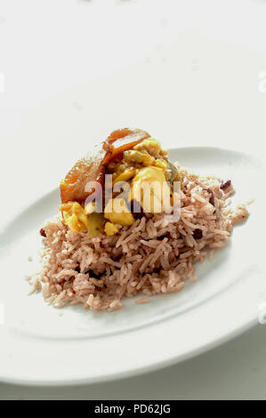 Jamaican saltfish & ackee on peas rice Stock Photo - Alamy