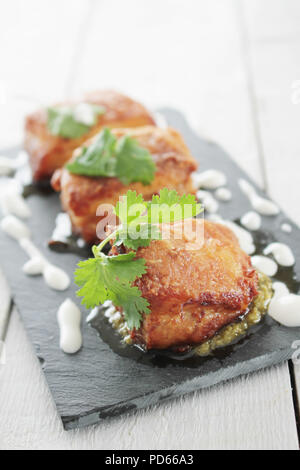 pork belly canape bites Stock Photo - Alamy