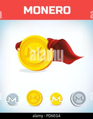 Monero cryptocurrency mining flat white icons in square backgrounds. 6 ...