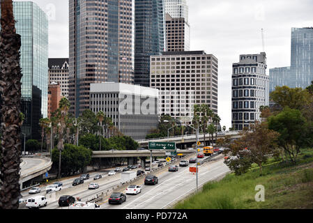 Harbor freeway running alongside downtown Los Angeles Stock Photo - Alamy