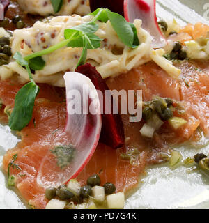cured gravlax salmon appetizer starter Stock Photo - Alamy