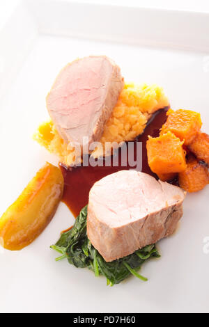 plated pork dinner Stock Photo - Alamy