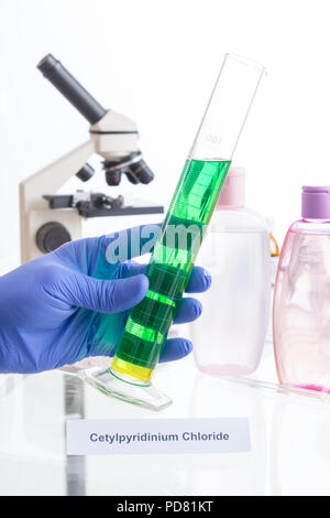 Noxious additives in cosmetics. Laboratory with chemical substances ...