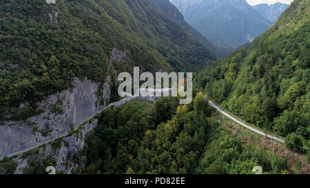 The fortresses of Kluže near Bovec, Slovenia are located in the narrow ...