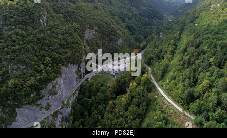 The fortresses of Kluže near Bovec, Slovenia are located in the narrow ...
