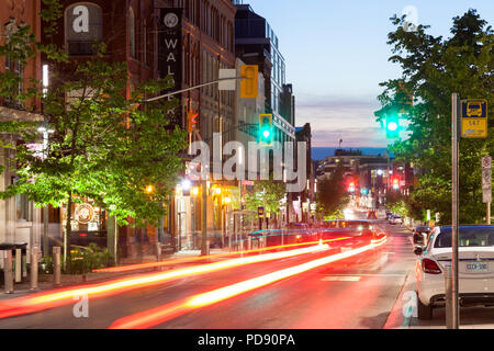 King Street West at dusk in downtown Kitchener, Ontario, Canada Stock ...