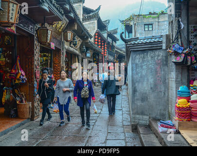 Hunan, China - Nov 6, 2015. People visit Fenghuang Old Town in Hunan ...