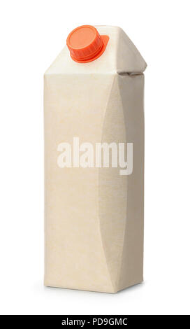 Blank white cardboard pack with orange color tape isolated on white ...