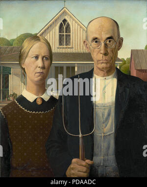 Grant Wood, American Gothic 1930 Oil on board. Art Institute of Chicago ...