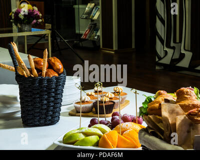 tables served for snacks Stock Photo - Alamy
