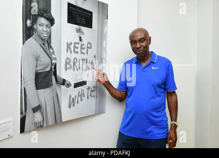 Neil Kenlock next to his photograph of Barbara Grey at Expectations ...