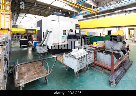 Minsk, Belarus - February 22, 2018: Bus production manufacture Stock ...