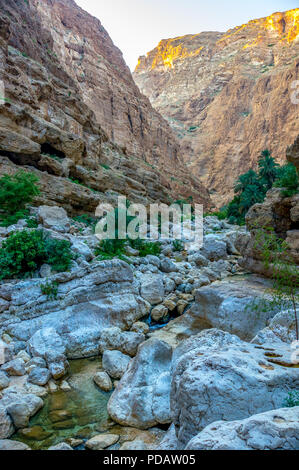 Wadi Shab, Canyon, valley, oasis with blue waters to swim close to ...