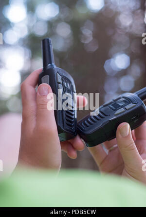 Two portable radio transmitters isolated on the white background Stock Photo - Alamy