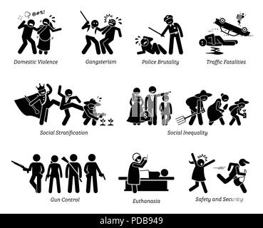 Social Issues and Critical Problems Pictogram Icons Stock Vector Image ...