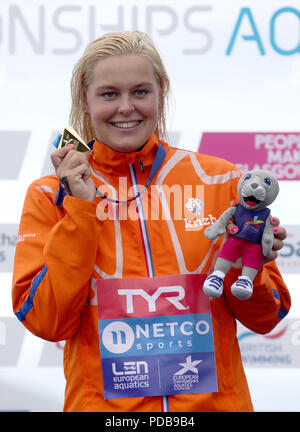 Gold medal winner Sharon Van Rouwendaal, of the Netherlands, celebrates ...
