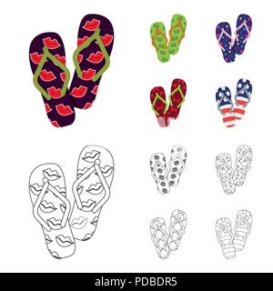 Flip-flops cartoon,outline icons in set collection for design. Beach ...