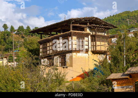 Bhutanese-style residential building, Thimphu, Bhutan Stock Photo - Alamy
