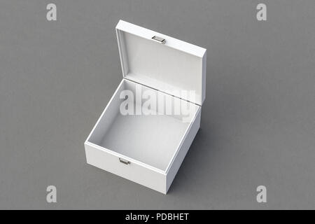 Empty open box on gray background. 3d rendering Stock Photo - Alamy