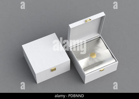 White open box on gray background. 3d rendering Stock Photo - Alamy