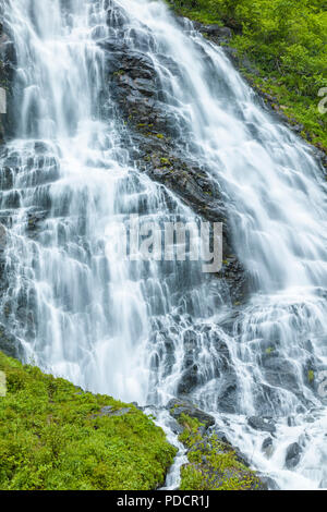 Closeup of waterfalls on the Richardson Highway in Keystone Canyon in ...