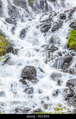 Closeup of waterfalls on the Richardson Highway in Keystone Canyon in ...