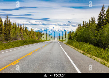 Straight smooth section of the Glenn Highway between Anchorage and ...