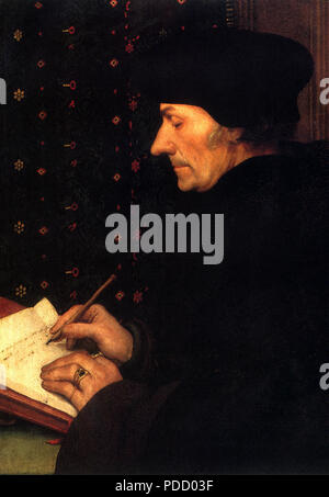 Hans Holbein the Younger, Portrait of Erasmus of Rotterdam (1523 Stock ...