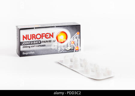 white nurofen tablets on a white background Stock Photo - Alamy