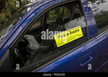 Police aware Sticker on car window Stock Photo - Alamy