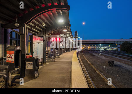 Union Station, Worcester, MA at night Stock Photo - Alamy