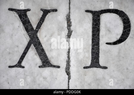 Inlaid letters in the marble floors found in many churches and Catholic ...