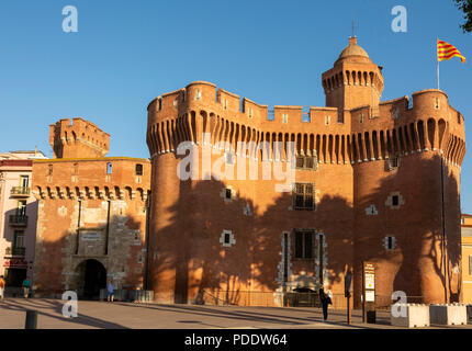 The city gate "Le Castillet", entrance of the old town of Perpignan ...