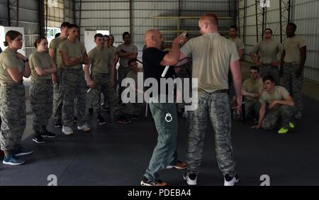 Billy Matheny, a 509th Security Forces Squadron training instructor ...